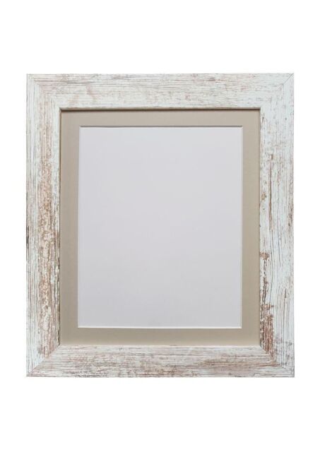 Metro Distressed White Frame with Light Grey Mount for Image Size 4.5 x ...