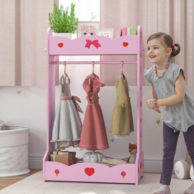Kids Clothes Rail w/ Storage Shelves for Bedroom, Nursery, Hot Pink by ...