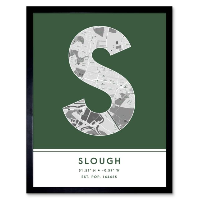 "Wee Blue Coo Wall Art Print Slough England United Kingdom City Map ...