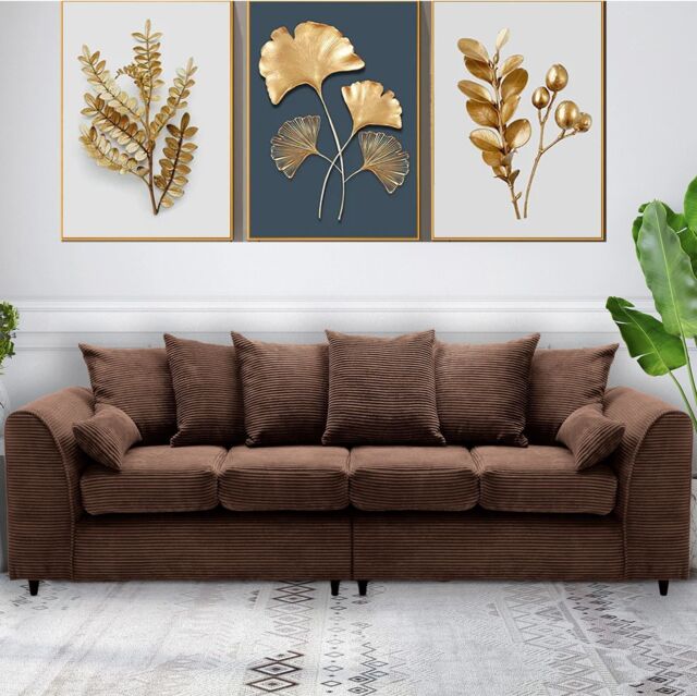 (Scatter Back) Milo Jumbo Cord 4 Seater 2 Corner Jumbo Cord Sofa by ...