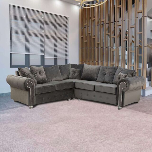 Sliding Wardrobes 4U Ashona Plus Velvet Corner & 3+2 Seated Sofa Set in ...