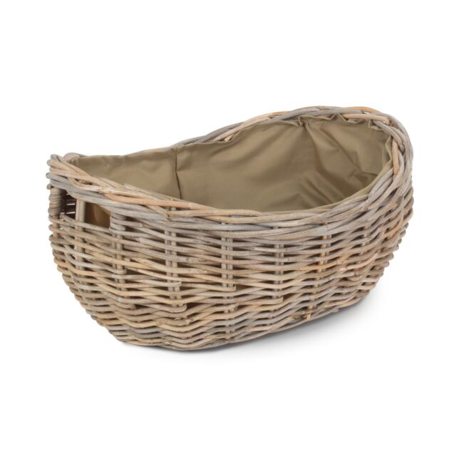 Rattan Boat Shaped Rattan Log Basket with Hessian Lining by Debenhams ...