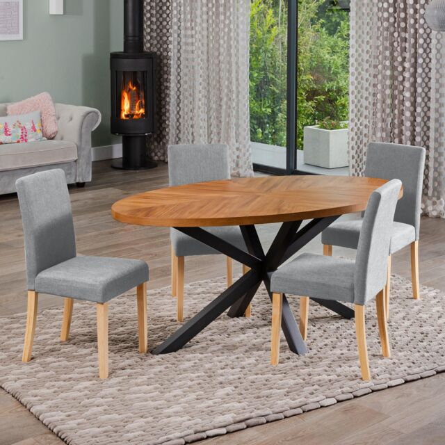 Artemis Home Dosenna Oval Dining Table Set with 4 Maiolo Fabric Chairs ...