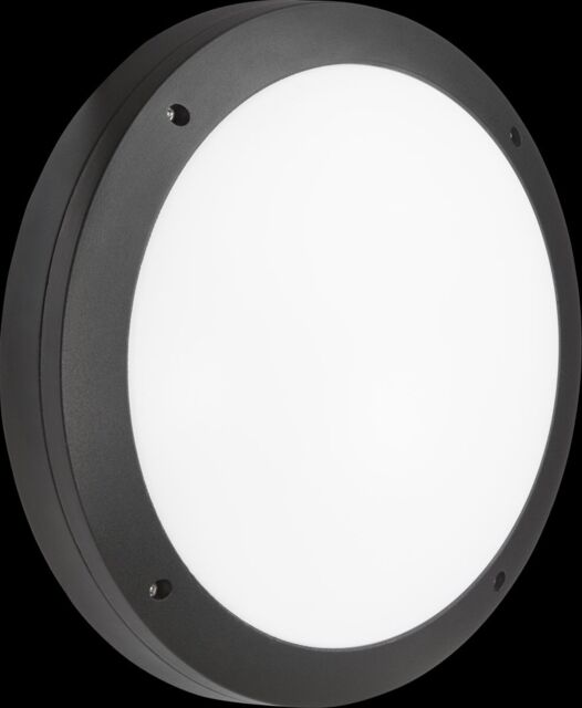 LED Round Bulkhead CCT with Emergency & Daylight Sensor Black 230V IP65 ...
