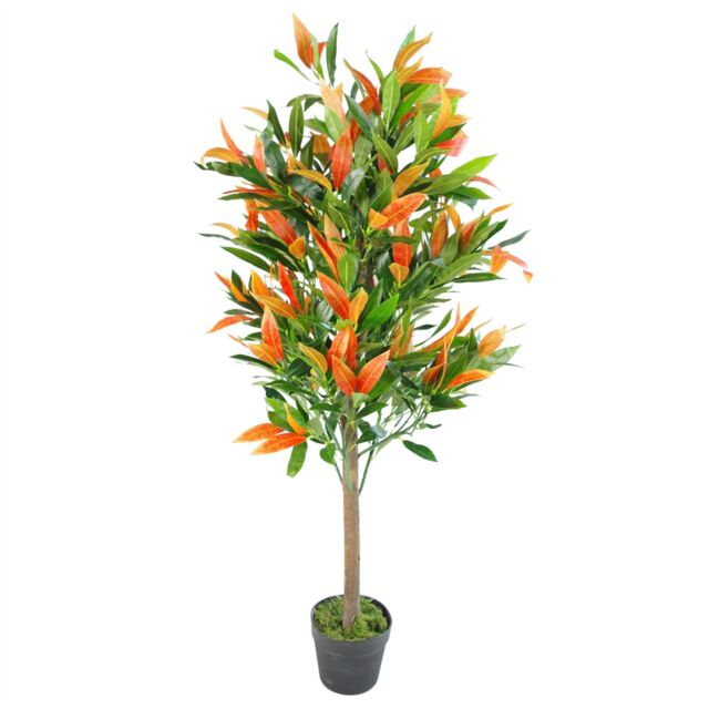 Leaf Artificial Ficus Tree Plant Red Green Ficus 130cm Real Wood Trunk ...
