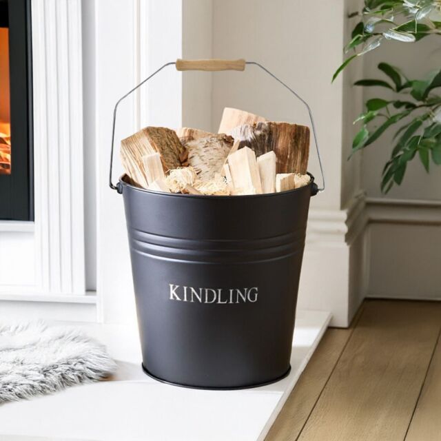 Marco Paul Traditional Black Fireside Metal Kindling Bucket - Coal ...