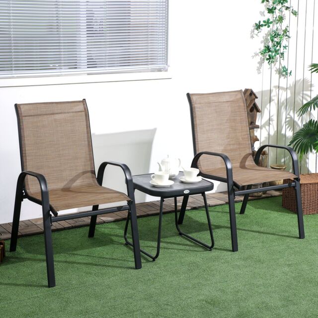 3 Pieces Outdoor Bistro Set with 2 Armchairs and SPC Board Table Top by ...