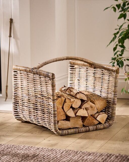 Traditional Style Aranos Open Ended Fireplace Log Storage Log Basket ...
