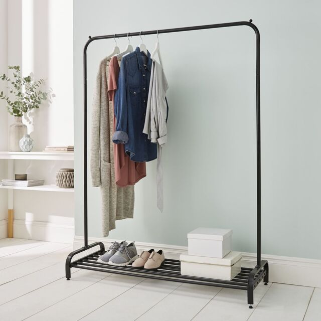 House of Home Clothes Rail Garment Rack With Shoe Storage Shelf ...