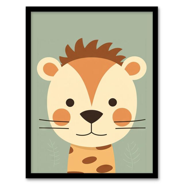 Wall Art Print Cute Zoo Animal Graphic Artwork Soft Pastel Colour ...