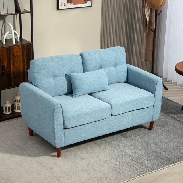 HOMCOM Traditional Double Sofa with Spring Padded Cushion & Armrest for ...