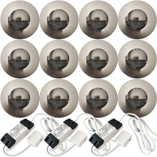 Eyelid LED Plinth Light Kit 12x Round Spotlight Kitchen Bathroom Floor ...