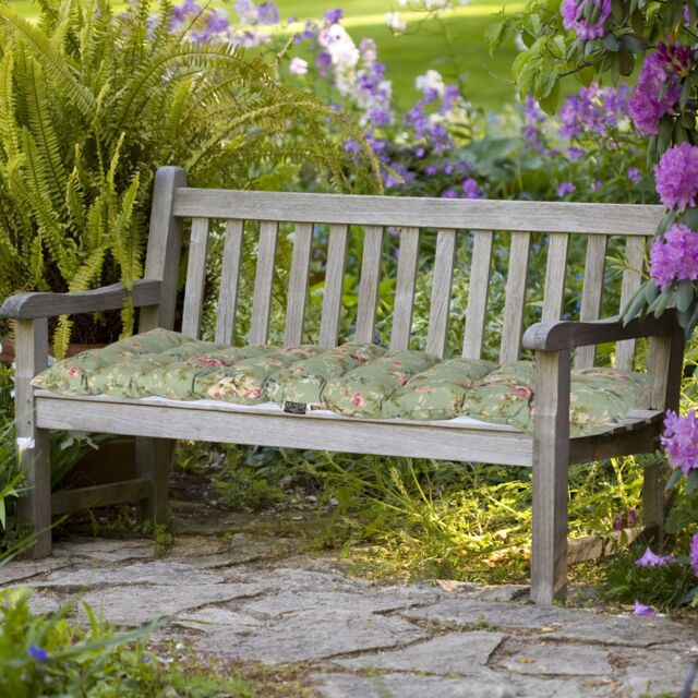 Vintage Style Floral Outdoor Garden Furniture Bench Seat Pad, Bench ...