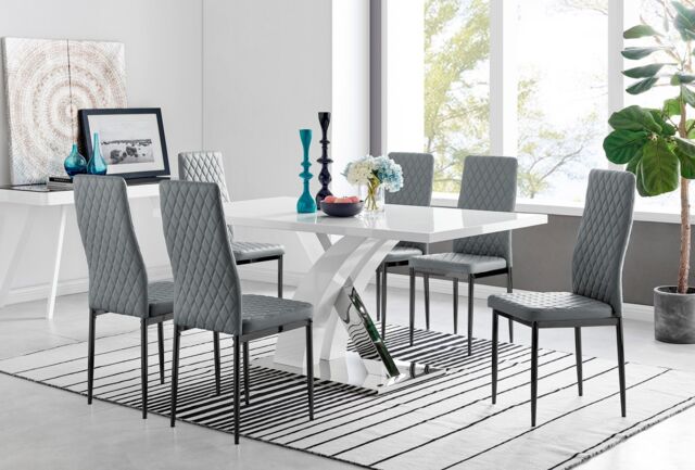 Atlanta 6 White Dining Table and 6 Milan Black Leg Chairs by Debenhams ...
