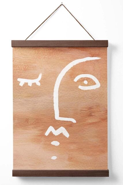 Abstract Terracotta Face Poster with Walnut Hanger by Debenhams ...