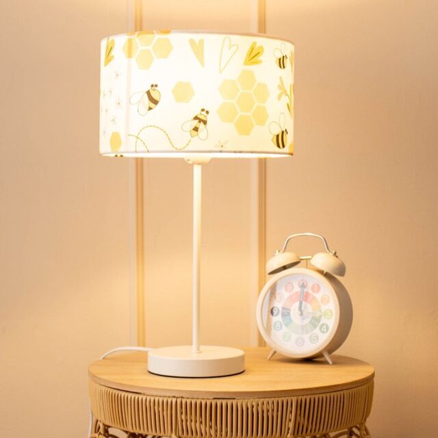 Charlie White Metal Single Stem Table Lamp with Bee Lamp Shade by ...