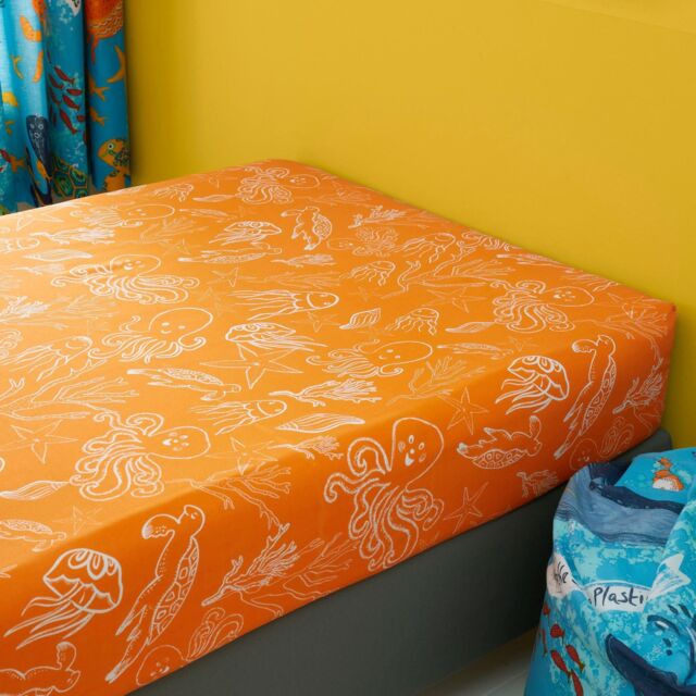 Happy Linen Company Kids Fitted Sheet For Ocean Friends Sealife Bedding ...