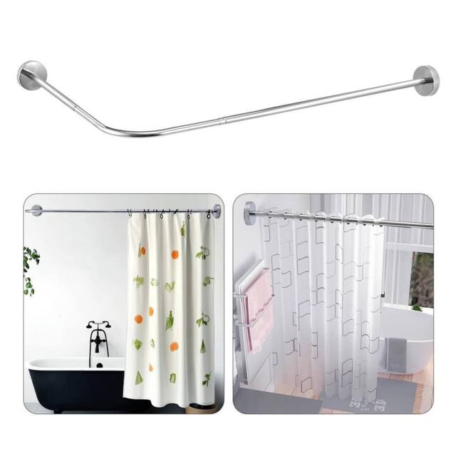 SPETLEK L Shape Shower Rail Rods Curtain Rod Wall Mounted Curved Bath ...