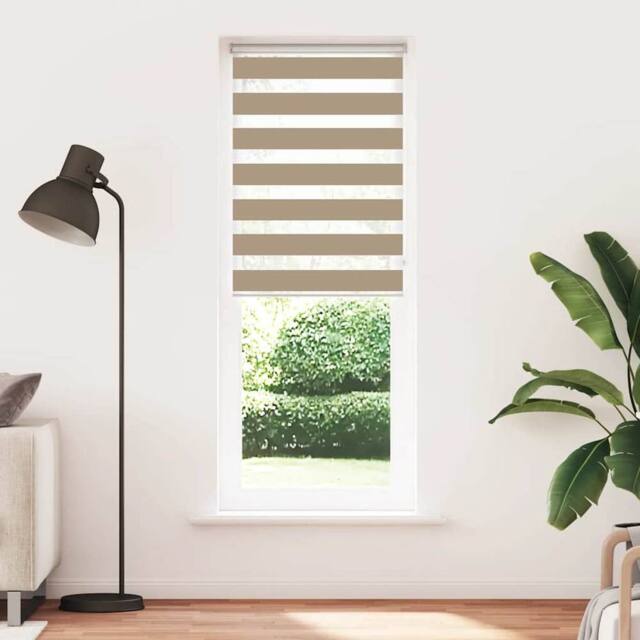 Berkfield Home Zebra Blind Sand Brown 85x230 cm Fabric Width 80.9 cm ...