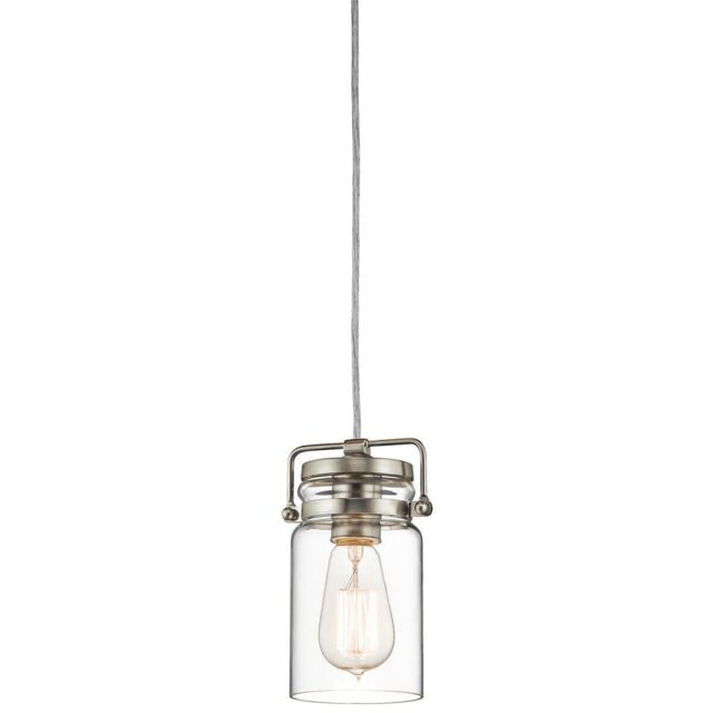 Loops 1 Bulb Ceiling Pendant Light Fitting Brushed Nickel LED E27 60W ...