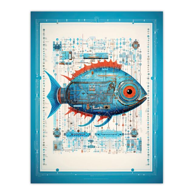 Artery8 Wall Art Print Fish Marine Robot Hybrid Secret Military ...