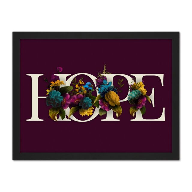 "Artery8 Wall Art Print Flower Hope Inspiration Word Art Large Framed ...