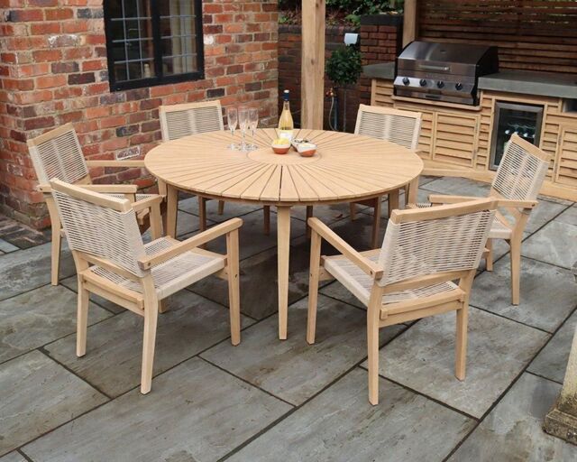 ROMA 150cm 6 Seat Set with Rope Stacking Chairs by Debenhams | ufurnish.com