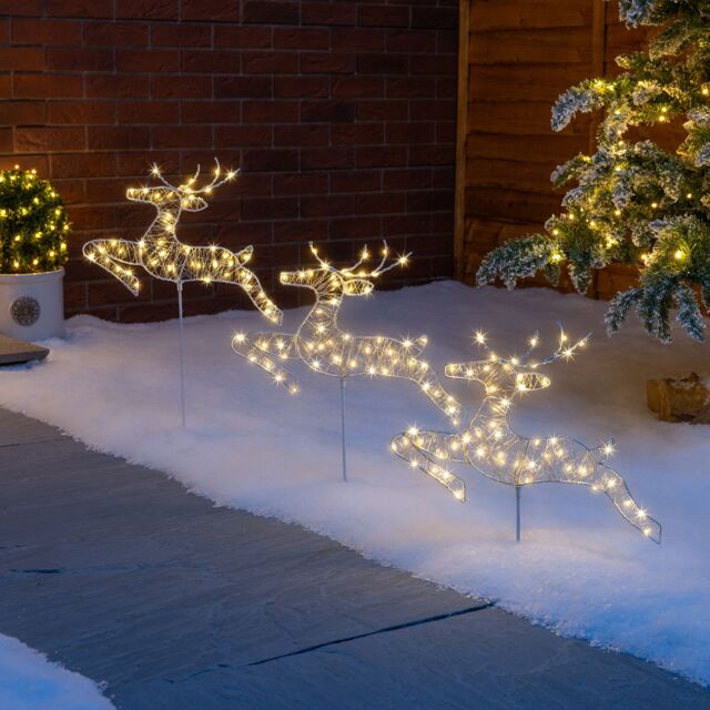 Christow Reindeer Christmas Path Lights Outdoor LED Xmas Decorations ...
