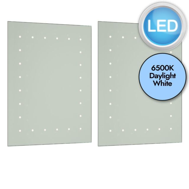 Pair of Battery Operated Rectangular LED Illuminated Bathroom Mirrors ...