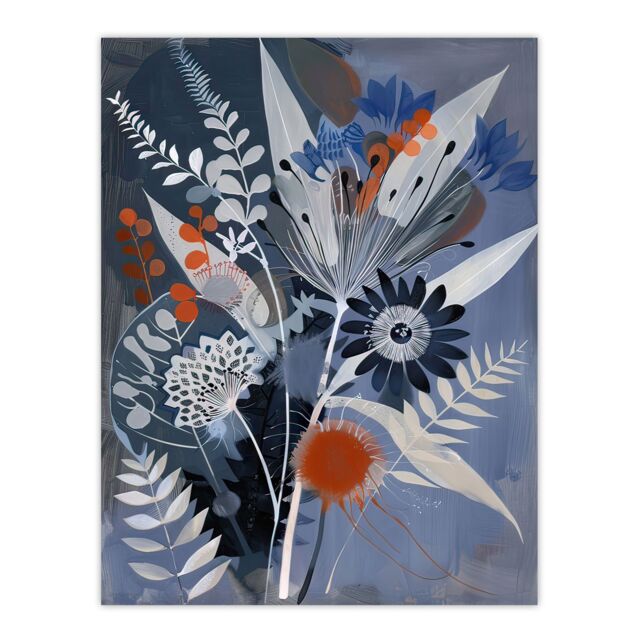 "Artery8 Blue Wildflower Spray Bouquet Painting Floral Wall Art Print ...