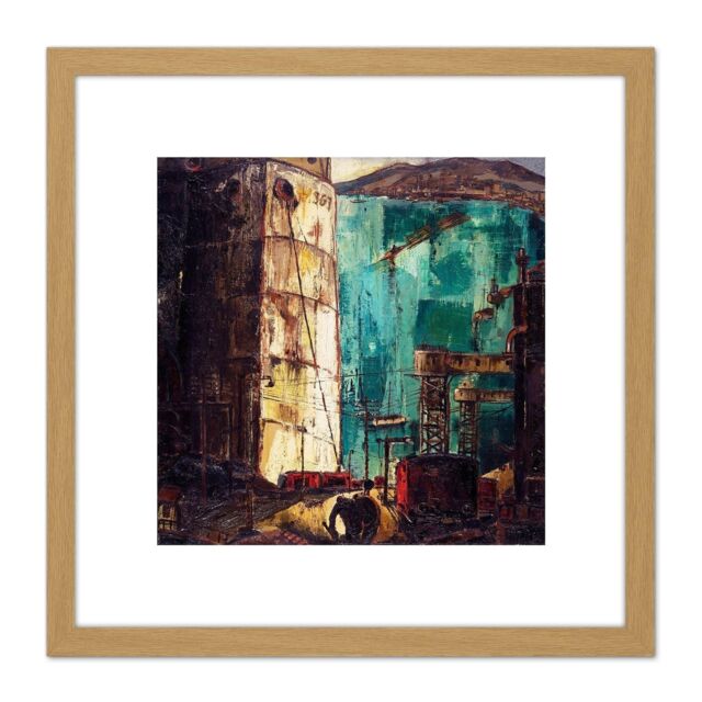 Padegs The Port Dock Expressionist Painting 8X8 Inch Square Wooden ...