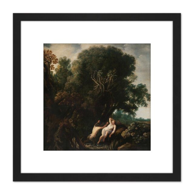 Van Uyttenbrouck Bathing Nymph Taken Surprise 8X8 Inch Square Wooden ...