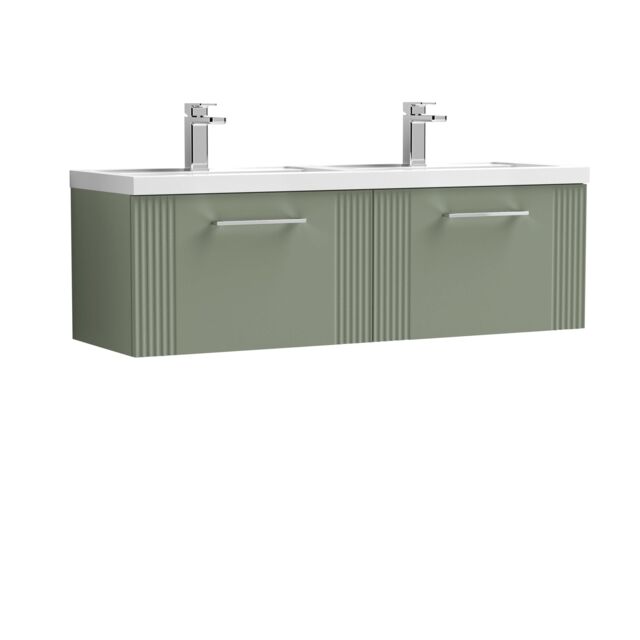 Balterley Wall Hung 2 Drawers Vanity Unit - 2 Polymarble Basin 1200mm ...