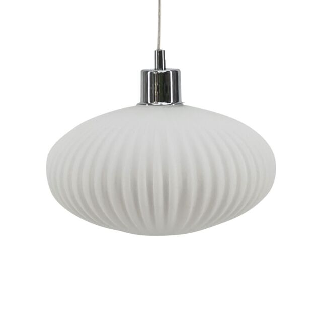 First Choice Lighting Baton - White Ribbed Glass Easy Fit Pendant Shade ...