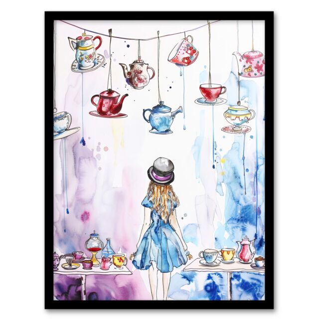 "Artery8 Alice Wonderland Mad Hatter Tea Party Watercolour Framed Art ...