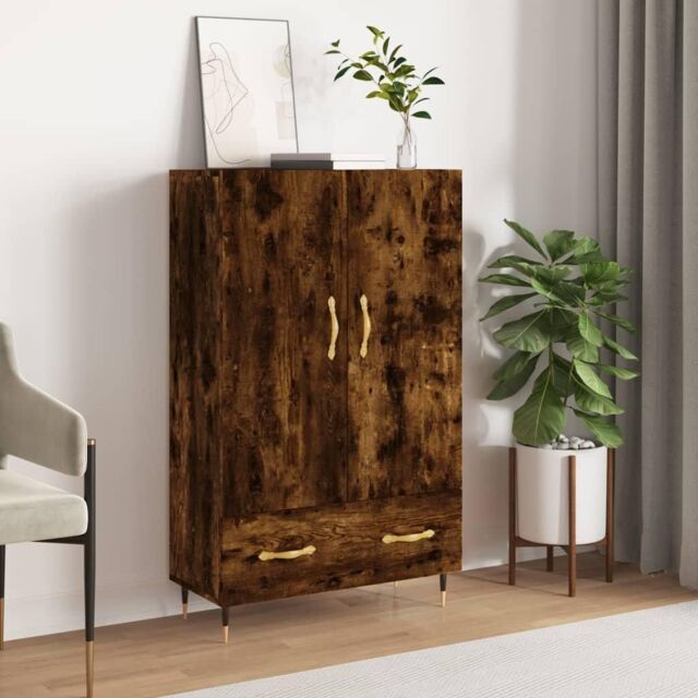 Highboard Smoked Oak 69.5x31x115 cm Engineered Wood by Debenhams ...
