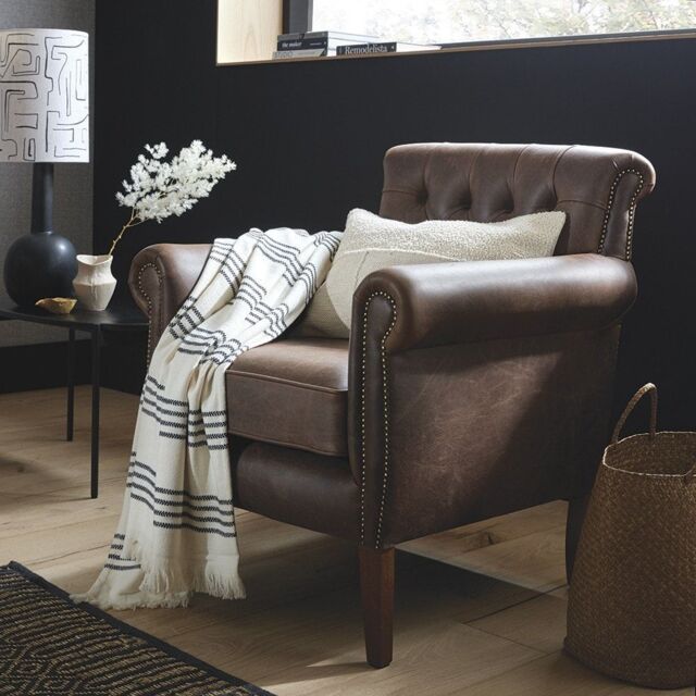 Bentley Industrial Leather Chair - Wax Espresso by Debenhams | ufurnish.com