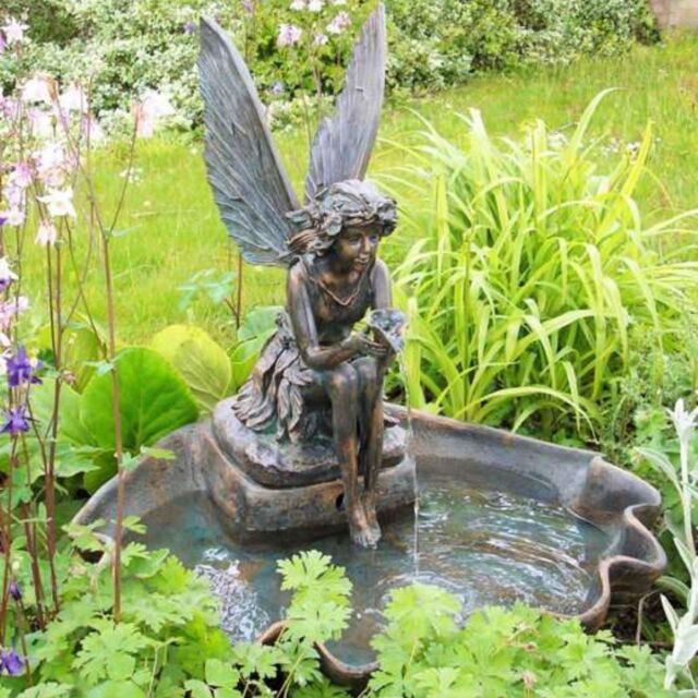 Fairy on Clam Shell Water Feature Self Contained H78cm by Debenhams ...