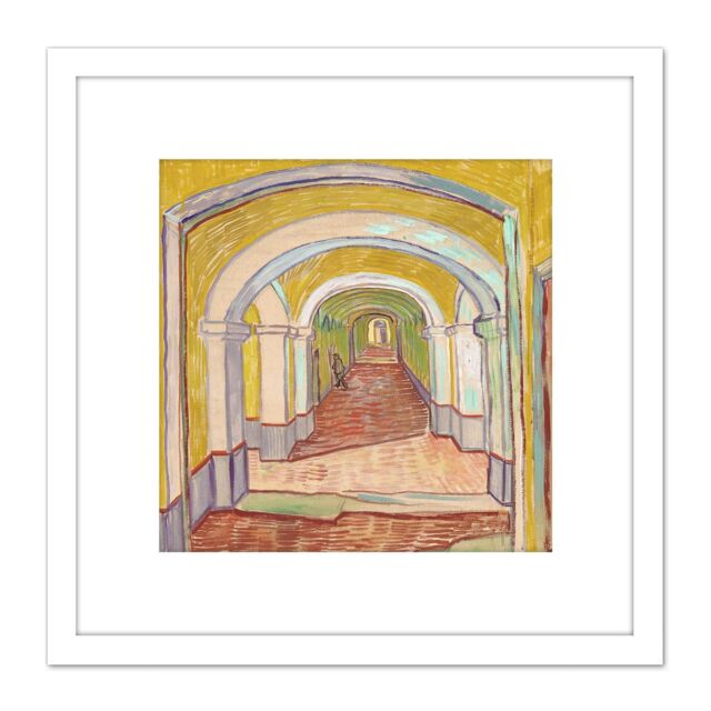 Van Gogh Corridor In The Asylum Painting 8X8 Inch Square Wooden Framed ...