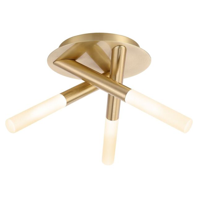 Netlighting Crux 3 Light Bathroom Ceiling Light Satin Brass IP44 in ...