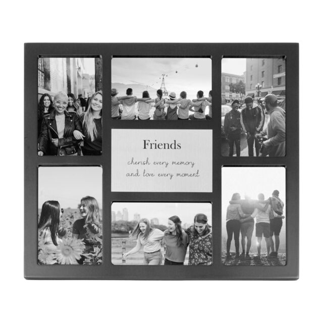 Modern Black Multi Collage Picture Friends with Family Wording and Cute ...