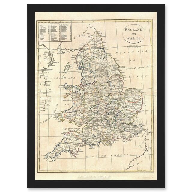 Artery8 1799 Clement Cruttwell Map England Historic Iconic A4 Artwork ...