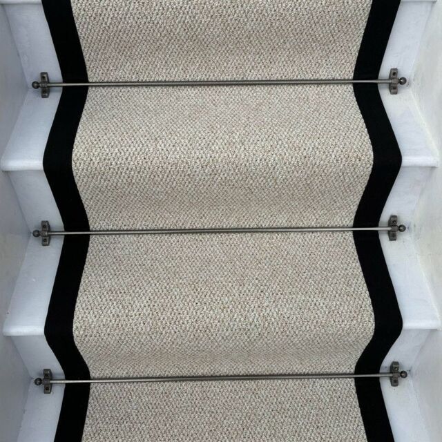 Keswick Cream Stair Runner With 100% Cotton Black Border by Debenhams ...