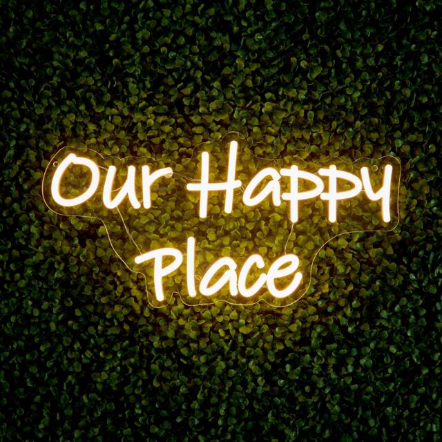 LED Neon Wall Sign Quote - Our Happy Place by Debenhams | ufurnish.com