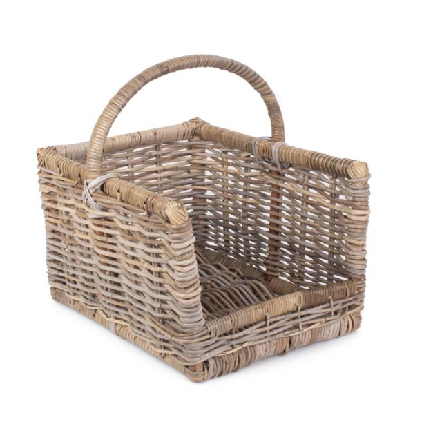 Red Hamper Rattan Kubu Grey Rattan Open Ended Log Basket in Brown by ...