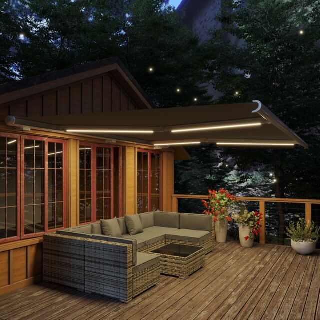 OUTSUNNY 4x3m Full Cassette Electric Retractable Awning, Garden Patio ...