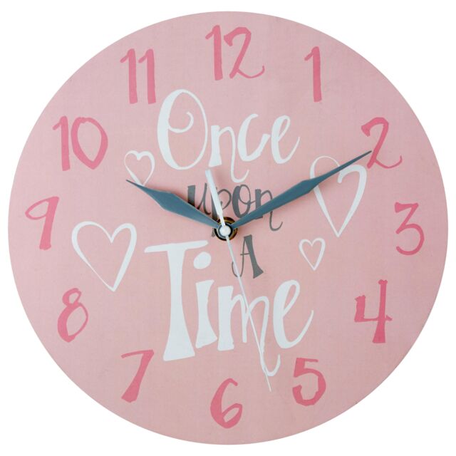 Once Upon A Time Kids Wall Clock, Round Pink Wall Clock for Bedroom ...