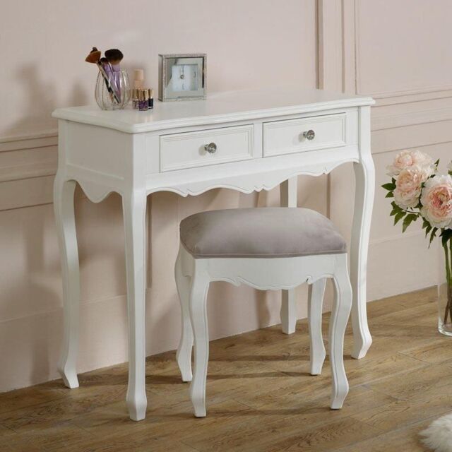 White Dressing Table & Stool Set - Victoria Range by Debenhams | ufurnish.com