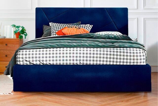Ottoman Bed with Plush Velvet Diagonal Line Headboard by Debenhams ...