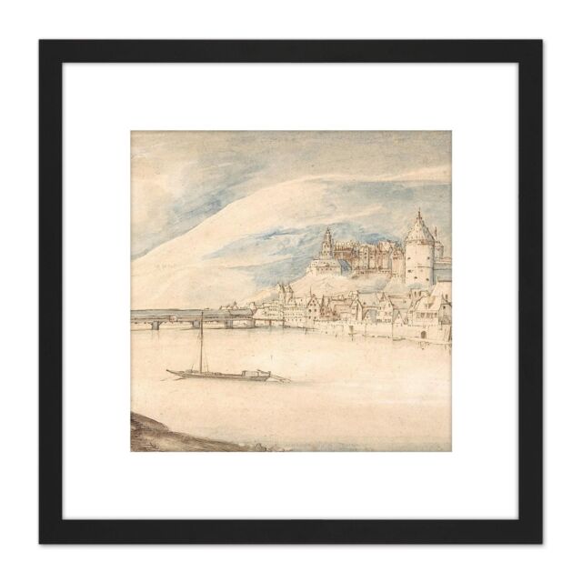 Brueghel Elder View Of Heidelberg Drawing 8X8 Inch Square Wooden Framed ...